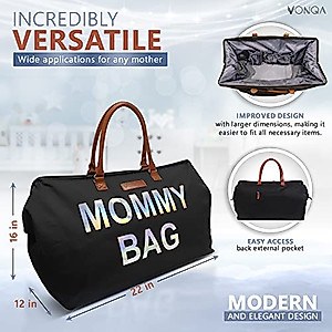 VONQA Mommy Bag for Hospital, Labor and Delivery - Extra Large Diaper Tote Bag for Maternity, Pregnancy and Overnight Essentials for Mom - Women Travel Weekender Bag with Baby Organizer & Toiletry Bag