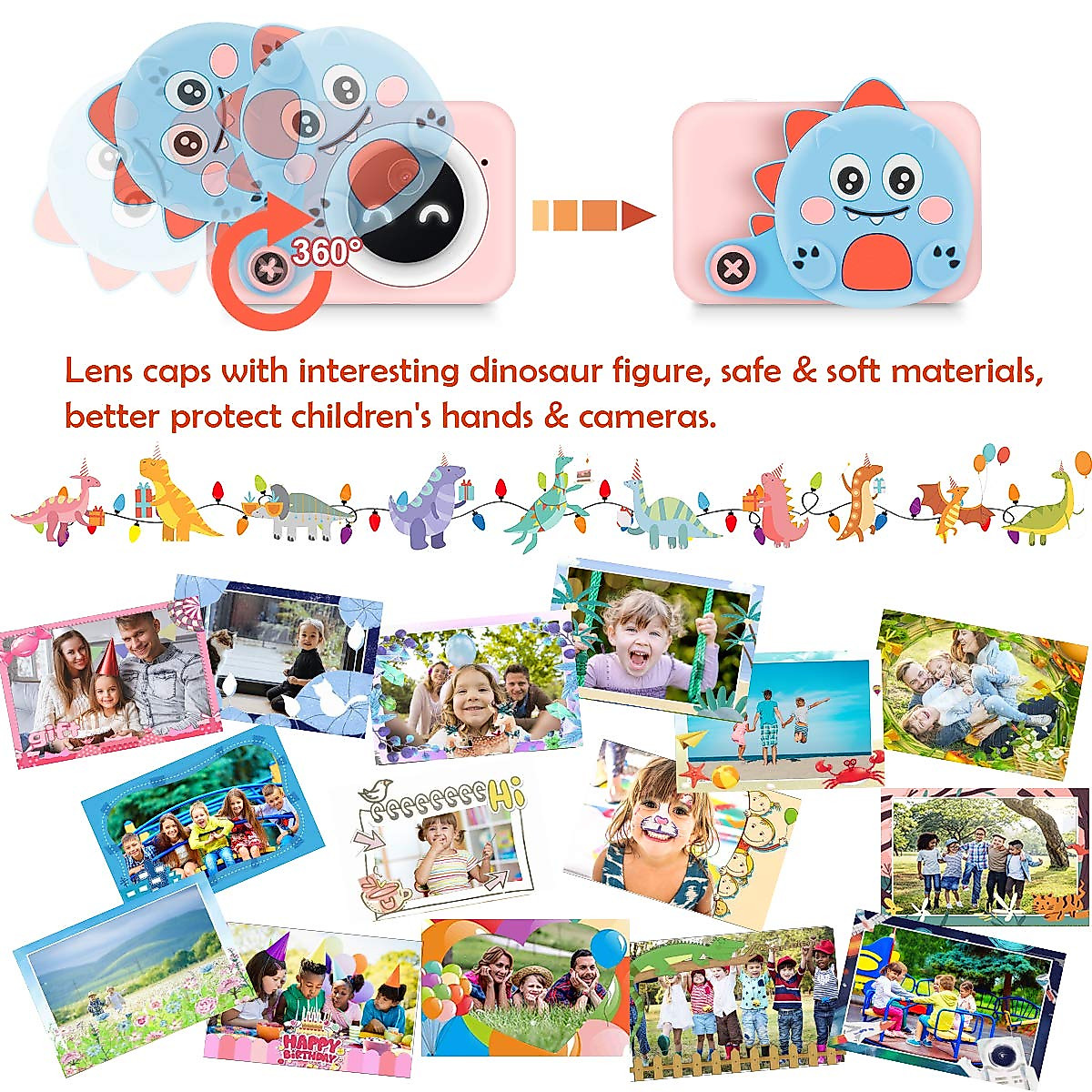 RenFox Kids Camera, 2.4'' 16MP Dual Lens Selfie Camera1080P HD Digital Video Camcorder, Toys and Birthday for Girls Boys Age 3-10, Toddler Beginner Camera with 32GB SD Card - Pink