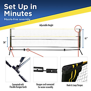 Kasaca 17 Feet Portable Multipurpose Net for Casual Use Beach Paddle Game Beach Volley Ball Net Set Casual Pickleball Net Portable Outdoor Badminton Net for Driveway Indoor Ball Game Nets