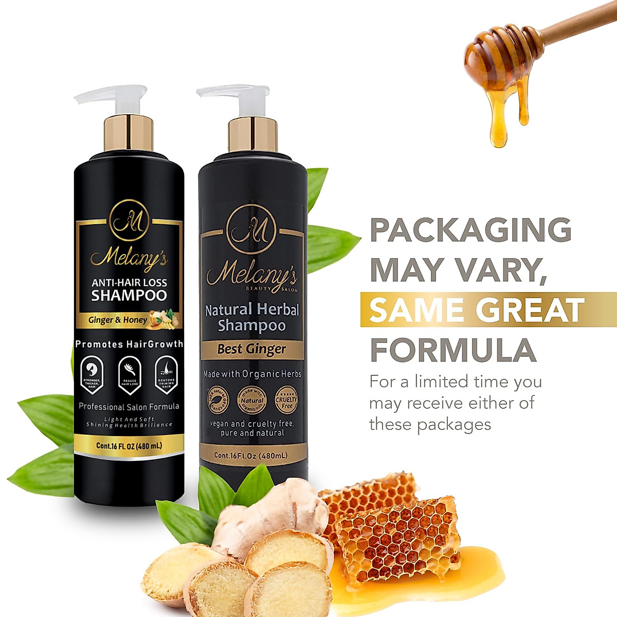 Melany's Natural Herb Ginger Honey Shampoo 16 OZ