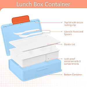 Kcldeci Bento Box Adult Lunch Box Eco-Friendly Rocket 1000 ML Bento Lunch Box Food Storage Containers for Adults Women Men With Utensils
