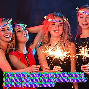 40 Pcs LED Flower Headband, Light up Flower Crown Garland Flower Headdress Floral Headpiece for Women Hair Accessories Birthday Wedding Party(Plum Blossom Style)