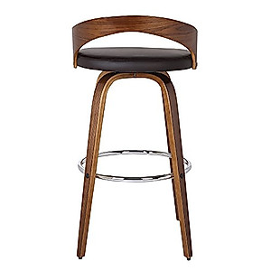 Armen Living LCSOBABRWA26 Sonia Barstool with Polyurethane Upholstery, 26"H, Walnut Wood Finish/Brown