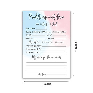 GENDER REVEAL Prediction and Advice Cards - Pack of 25 - Minimalist Blue or Pink Baby Shower Games, New Parents, Mom & Dad to be, Mommy & Daddy Message, Coed Shower Activity Keepsake Book G752-PDAV