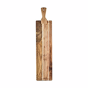 Twine Rustic Farmhouse Tapas Board Serveware, Acacia Wood Plank, Cheese Tray with Handle Brown