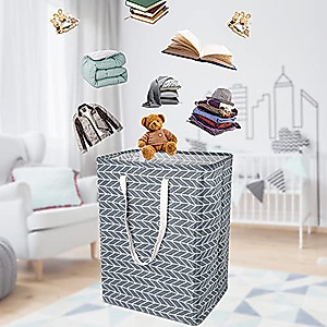 Gwane 96L Collapsible Laundry Basket with 4 Detachable Brackets, Thick Waterproof Lining, Large Square Laundry Hamper for Bathroom, Bedroom, Clothing, Toy Storage(Gray Fishbone)
