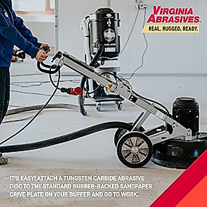 Virginia Abrasives 421-80017 17" Tungsten Carbide Abrasive Disc (TCAD), Two-Sided Surface Remover Metal Disc for Removing Carpet Pads, Adhesive, Epoxy, Prep Concrete Surfaces Reusable Disc