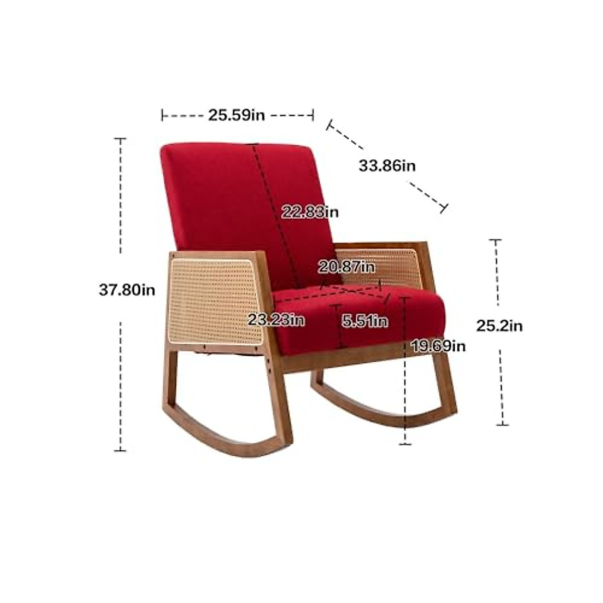 Accent Chair Red, Linen Chair Armchair Comfy Modern Home Furniture for Living Room 25.59" Lx33.86 Wx37.80 H
