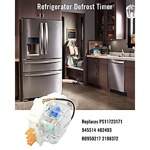2198202 Cold Control Thermostat W10822278 Defrost Timer W10225581 Bimetal Thermostat Refrigerator Defrost Complete Kit Fit for Whirlpool Kenmore Refrigerators