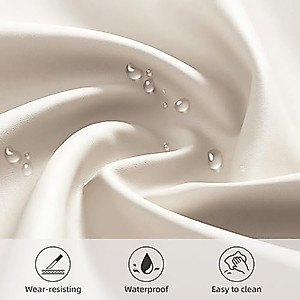 Purgreen Faux Leather Dining Chair Set of 2 - Modern Mid-Back Accent Chair with Gold Plating Legs - Upholstered Living Room Chair (Leather Beige, Set of 2)