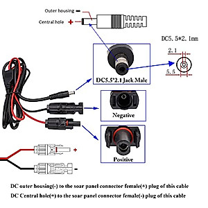ZUYOOK Solar Panel Plug to DC 5.5mm x 2.1mm Male Adapter Cable MC-4 to DC Cable with DC 3.5x1.35mm,DC 5.5mmx2.5mm 6.3x3mm and DC8mmConverter for Solar Panel and Generator Connector 1.5m/5ft 16AWG