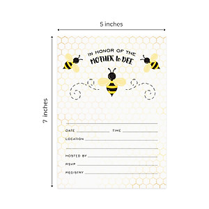 Sweet As Can Bee Baby Shower Invites / 25 Double Sided Cards With White Envelopes / 5" x 7" Honeybee Invitations/Fill In Gender Neutral Cards