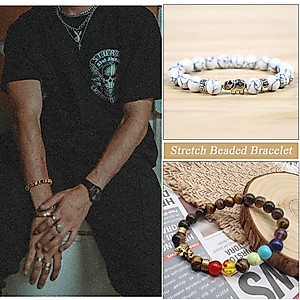 SAMOCO 10PCS 8MM Chakra Bead Bracelet Elephant Gifts for Women Men Handmade Gemstone Bracelets Stretch Bracelet Crystal Lava Rock Reiki Yoga Balancing Bracelets