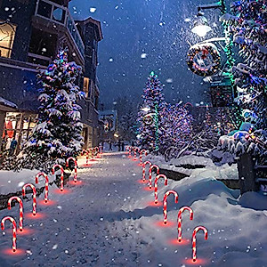 Christmas Candy Cane Pathway Makers Lights, 10inch Set of 10 Candy Canes Lights Outdoor, TIGOMOOV Candy Cane Lights Christmas Decorations Outdoor for Yard,Garden