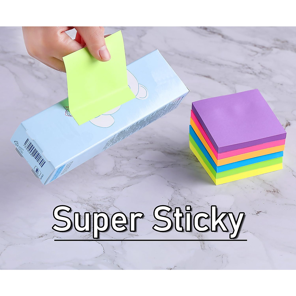 (24 Pack) Sticky Notes 3x3 in Post Bright Stickies Colorful Super Sticking Power Memo Pads, Strong Adhesive, 74 Sheets/pad