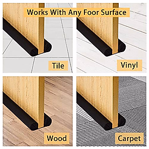 Door Draft Stopper,Under Door Blocker Size of MUOVE Adjustable Size from 32" to 36"，Cover Gap Up to 1.4"，Air Door Guard Sound Blocker Door Sweep, Water-Proof, Winter-Proof, Block Light，Energy Saving