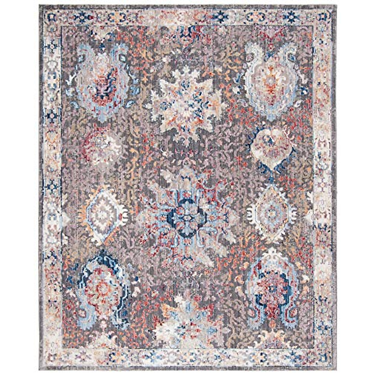 SAFAVIEH Bristol Collection 8' x 10' Dark Grey/Blue BTL340A Boho Chic Distressed Area Rug