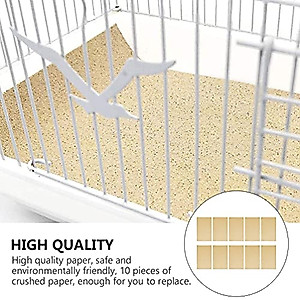 NUOBESTY 10 Sheets Bird Cage Gravel Paper Parrot Cage Sandpapers Cushion Pad Pet Animal Bedding Accessories for Parakeets Cockatiels Conures Claw Grinding Random Color |16.92x11.02 inch