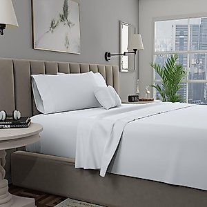 SUPREME ELEGANCE Bed Sheets, 400TC Twin Snow Sheet Set, 100% Cotton Bed Sheets, Back to School College Essentials, Skin Friendly Hotel Luxury Bedding Set with Deep Pocket, Percale Cooling Sheets