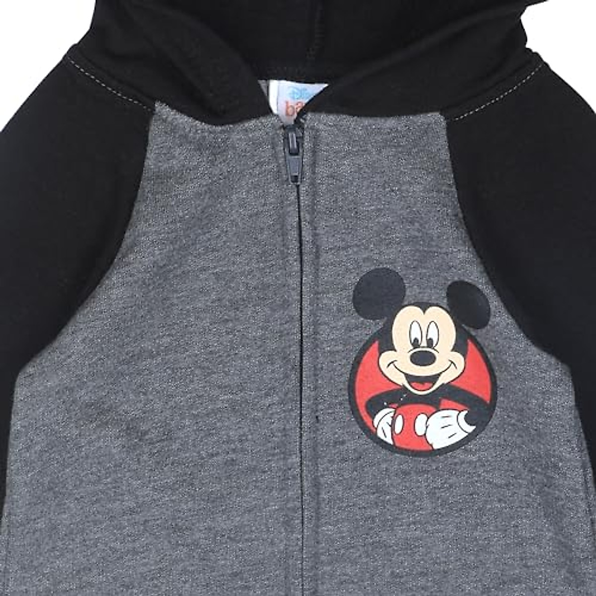 Disney Baby Boy Mickey Mouse Coverall Romper Creeper with Hood and 3D Mouse Ears