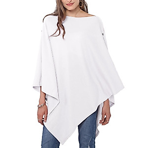 MissShorthair Women's Lightweight Knitted Scarf Poncho Sweater Cape Shawl Versatile Spring Summer Ponchos Wraps White