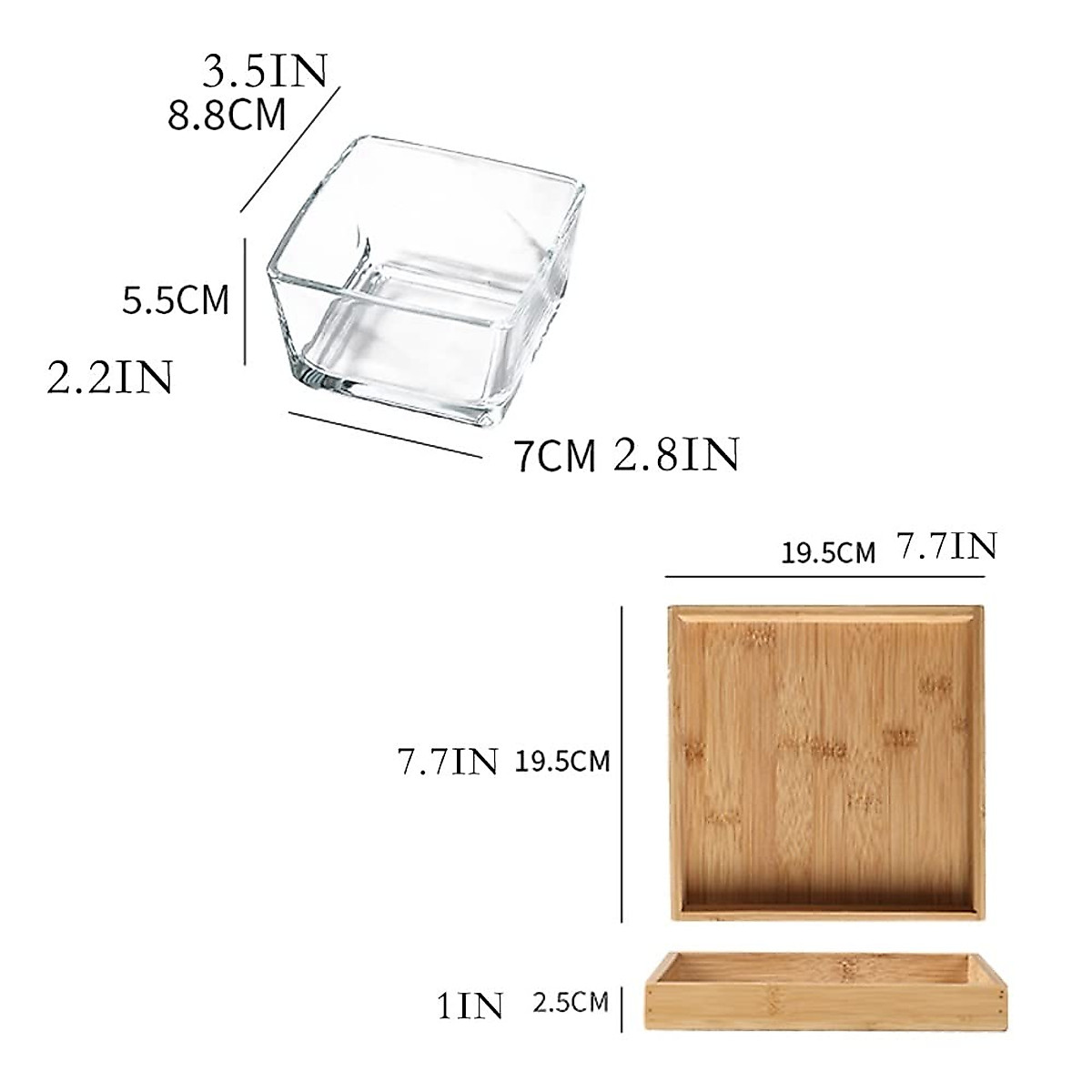 WAOCEO Appetizer Bowls Four-square Glass Snack Dish and Chassis Home Restaurant Divided Fruit Snack Dried Fruit Plate Side Dish Dipping Saucer Salad Bowls (Color : Brass)