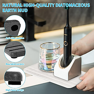 3PCS Water Absorbing Stone Tray for Sink, Drying Neat Diatomite Stone Sink Tray, Instant Dry Sink Coasters, Kitchen Sponge Hand Soap Holder Countertop for Bathroom & Kitchen (8 * 4inch and 4 * 4inch)