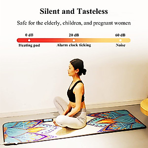 Portable Heated Yoga Mat, Adjustable Temperature Heated Floor Mat, Non-Slip Electric Heating Pad Ideal for Yoga, Hot Yoga, Pilates, Fitness, Exercise,Blooming