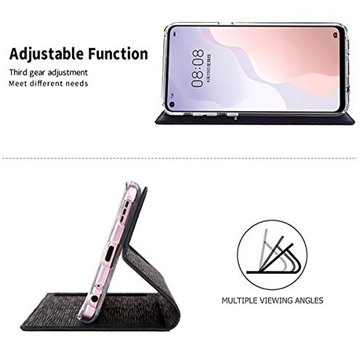 LUSHENG Huawei P40 Lite 5G/Nova 7 SE Case, Magnetic Flip Wallet Book Style PU Leather Protective Case Cover with Card Slots and Stand Function for Huawei P40 Lite 5G/Nova 7 SE - Black