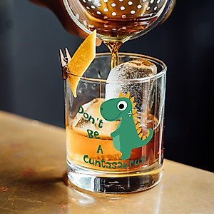 DAZLUTE Funny Dinosaur Gag Gifts, Don’t be A Cuntasaurus Whiskey Glass for Men Women Friends Boss Manager Employee Coworker, Christmas Thanksgiving Birthday Gifts, White Elephant Gifts Exchange, 10 OZ