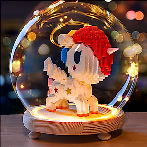 Uvini Micro Blocks Adult Building Toy Set, Valentine's Day Gift, Christmas Fun DIY Unicorn for Adults or Kids, Best Gift Girls 870pcs ( with Dust-proof lampshade ), White, (00867)