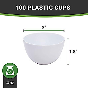 Restaurantware 4 Ounce Mini Bodega Cups 100 Round Small Appetizer Cups - Lids Sold Separately Heavy-Duty White Plastic Parfait Cups Serve Mousse Puddings Or Samples For Weddings Or Parties