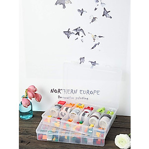 UHOUSE 2 PCS 18 Grids Clear Plastic Organizer Container Storage Box with Adjustable Dividers for Washi TapeJewelry Craft Tackles Tools, Size: 10.4 x 6.8 x 1.1 in (Clear)