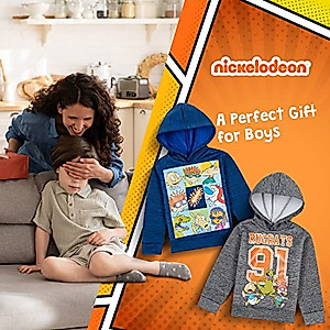 Nickelodeon 2 Pack Spongebob and Rugrats Soft Fleece Hoodies for Boys, Lightweight Graphic Pullover Sweatshirts