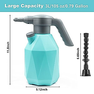 0.8 Gallon/3L Electric Spray Bottle Plant Mister, VAXMAY Electric Sprayer with Adjustable Mist Nozzle and Extension Spout, USB Rechargeable Continuous Spray Bottle for Plants, Fertilizing, Cleaning
