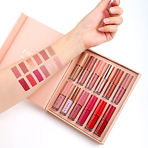 Petansy 12 Colors Matte Lipstick Set Liquid Lipstick Kit Long Lasting Waterproof Lip Gloss Set with Gift Box