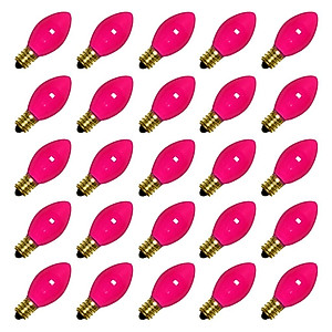 LiteSource 00050 - C7 Candelabra Screw Base Ceramic Pink (25 pack) Christmas Light Bulbs