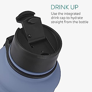 Navaris Half Gallon Water Bottle with Handle - Single-Walled 74 oz (2.2L) Stainless Steel Water Jug - Large Reusable Metal Drinking Bottle for Sports