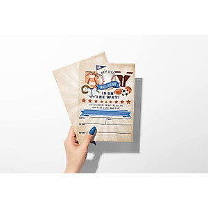 Your Main Event Prints All Star Sports Baby Shower Invitations - Football, Baseball, Basketball Boy Baby Shower Invitations - 20 Fill-in Style - Envelopes Not Included
