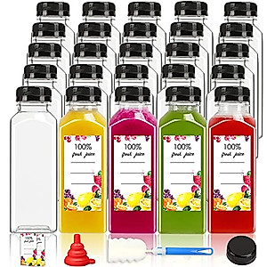 Moretoes 40pcs 12oz Empty Plastic Juice Bottles with Caps, Bulk Clear Beverage Containers for Juicing Drinking Milkshake Tea and Other Beverages