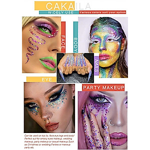 BERVEAL 40 Colors Glitter Sparkle Eyeshadow Palette Glitter Glue Pallete Eyeshadow Face Paint Glitter, White Silver Colorful Sparkly Eye Makeup