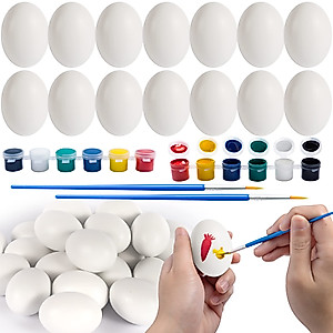 JOYIN 18 Pcs 2.36" Easter Eggs, White Wooden Eggs, Unpainted Wooden Fake Eggs for Kids Easter DIY Paint Your Own Egg Decor, Easter Eggs Hunt, Easter Craft, Easter Basket Stuffers, Crafts Activities