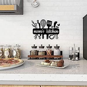 SwallowLiving Metal Black Mom Kitchen Sign Decor Mother Day Gift Hanging Word Art Decoration Kitchen Wall Decor 13”x9.1”