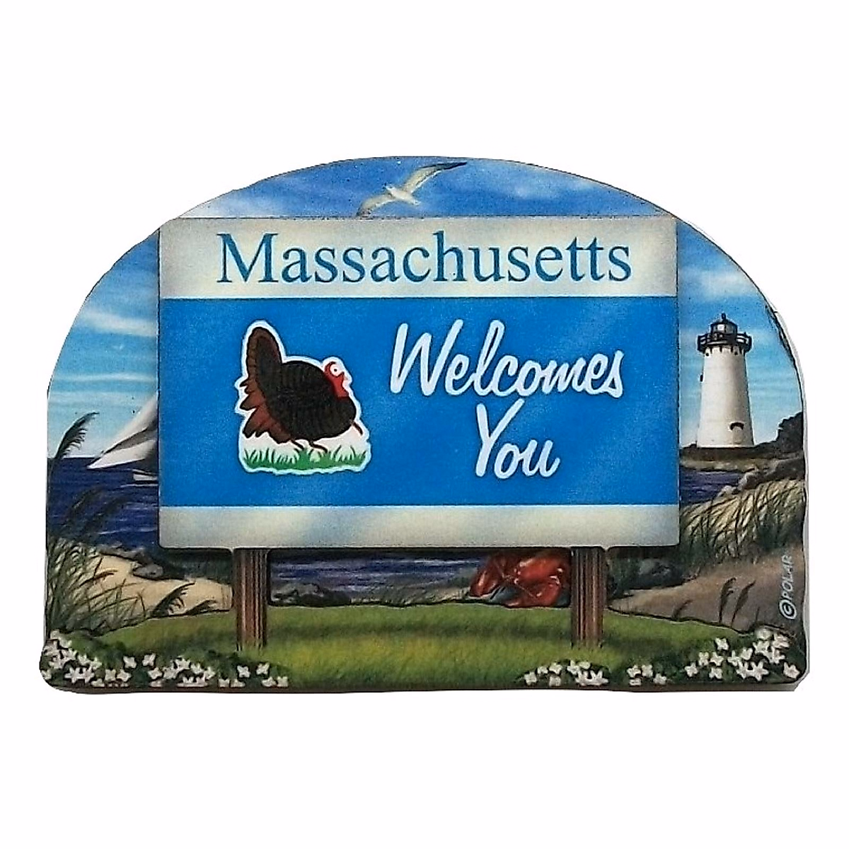 Massachusetts State Welcome Sign Wood Fridge Magnet 2