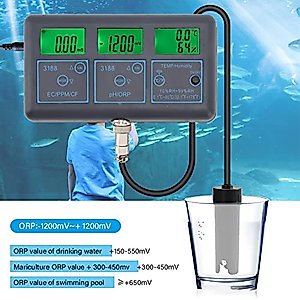 Shanrya Water Quality Tester, WiFi Function 7 in 1 Removable Electrode Real Time Viewing Automatic Calibration ORP Meter for Tuya APP for Aquarium (US Plug 110V)