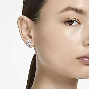 Swarovski Gema Pierced Stud Earrings, Flower Motif, Clear Mixed-Cut Crystals, Rhodium-Tone Finished Settings, Part of the Swarovski Gema Collection