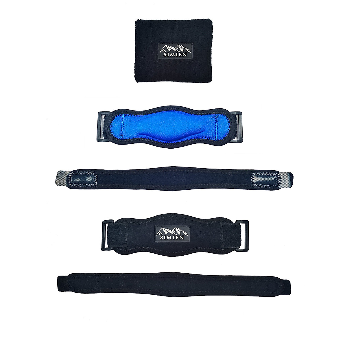 Simien Tennis Elbow Brace (2-Count), Tennis & Golfer's Elbow Pain Relief with Compression Pad, Wrist Sweatband and E-Book