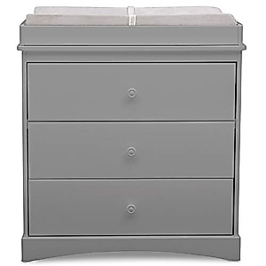 Delta Children Sutton 3 Drawer Dresser with Changing Top, Greenguard Gold Certified, Grey