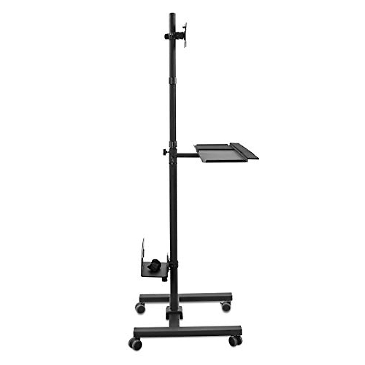Mount-It! Rolling Computer Cart, Mobile Workstation with Tray Monitor Mount and CPU Holder, Height Adjustable and Mobile Stand for Office and Industrial Use