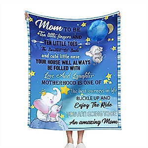 New Mom Throw Blanket, Soft Elephant Flannel Blankets for New Pregnancy Gifts, Postpartum Gifts for Mom, Best Gift for New Mommy After Birth, First Time Mom Gift, Best, 50x60 Inches